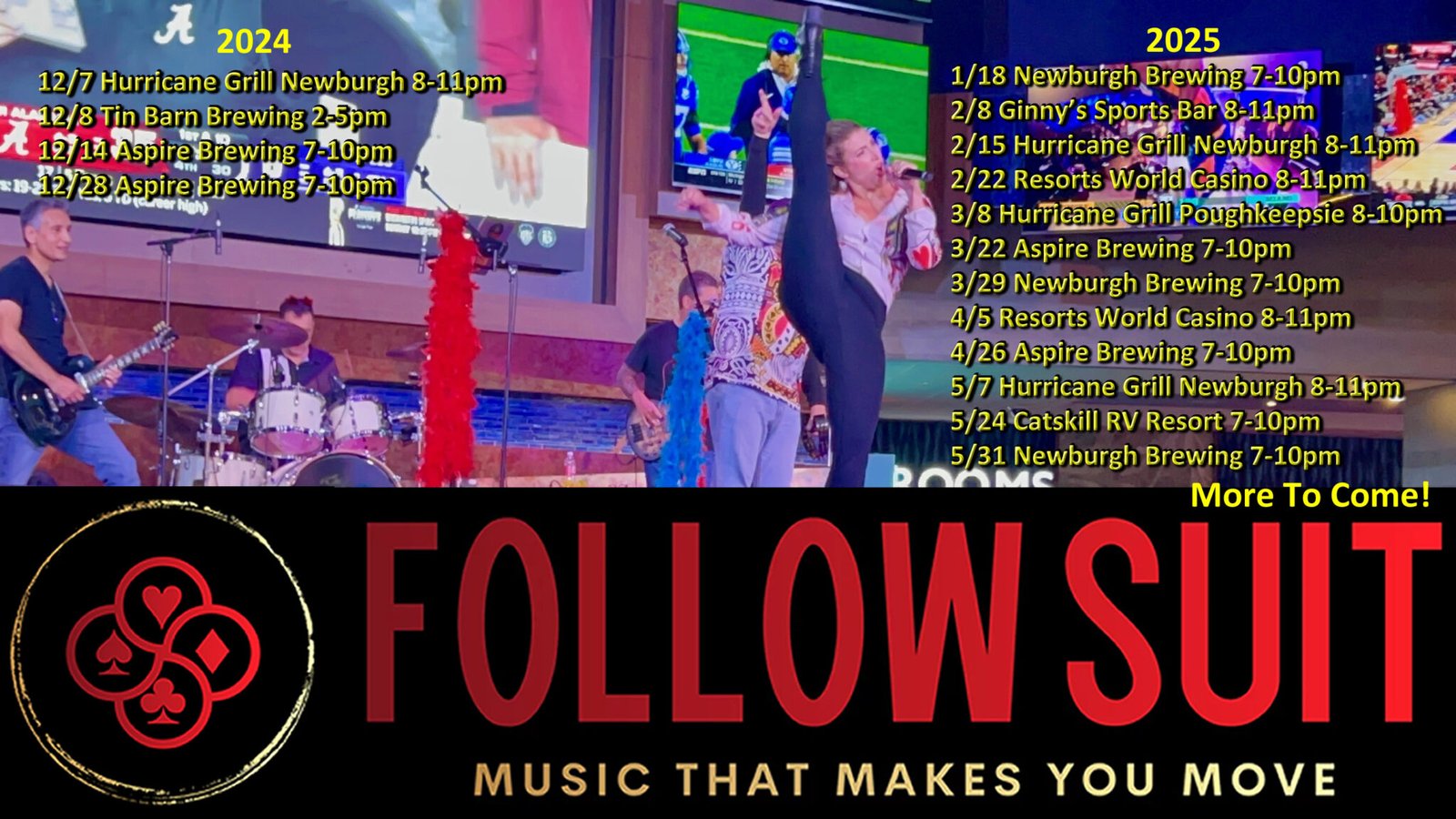 Upcoming Shows for Follow Suit - Music That Makes You Move